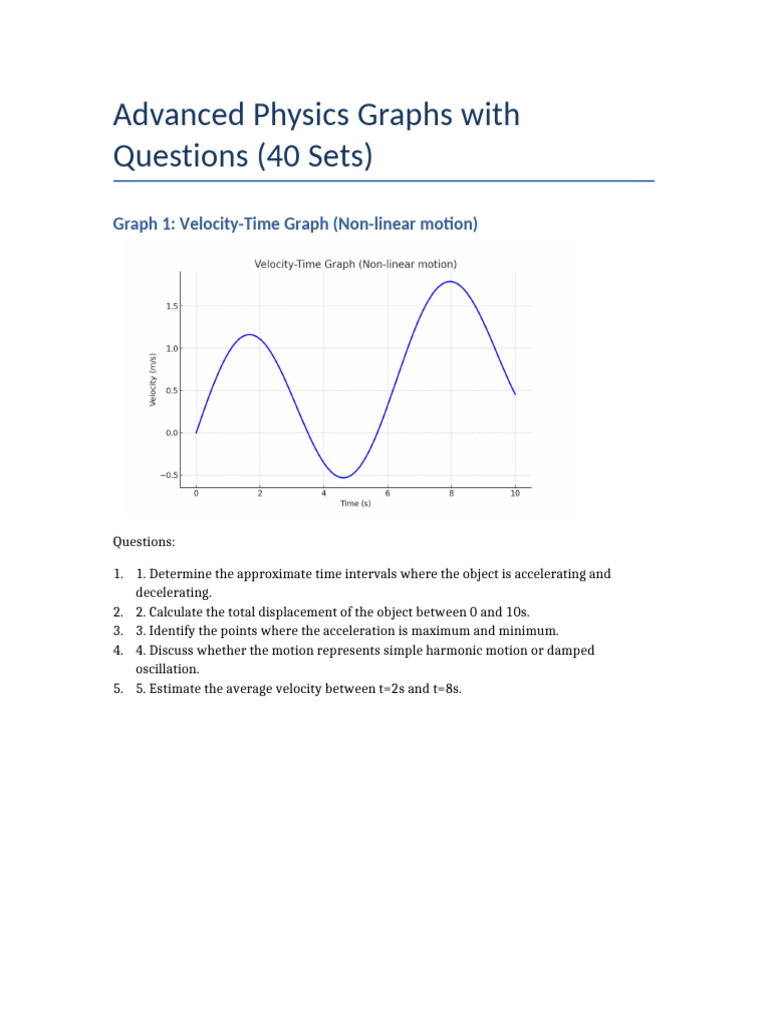 Physics Graphs Questions Demo | PDF | Acceleration | Mechanics