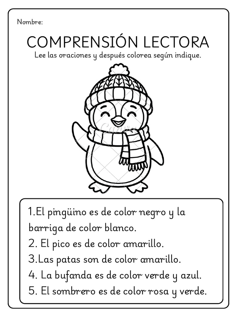 Ficha Comprensión Lectora Animales Invierno Lee y Colorea | PDF