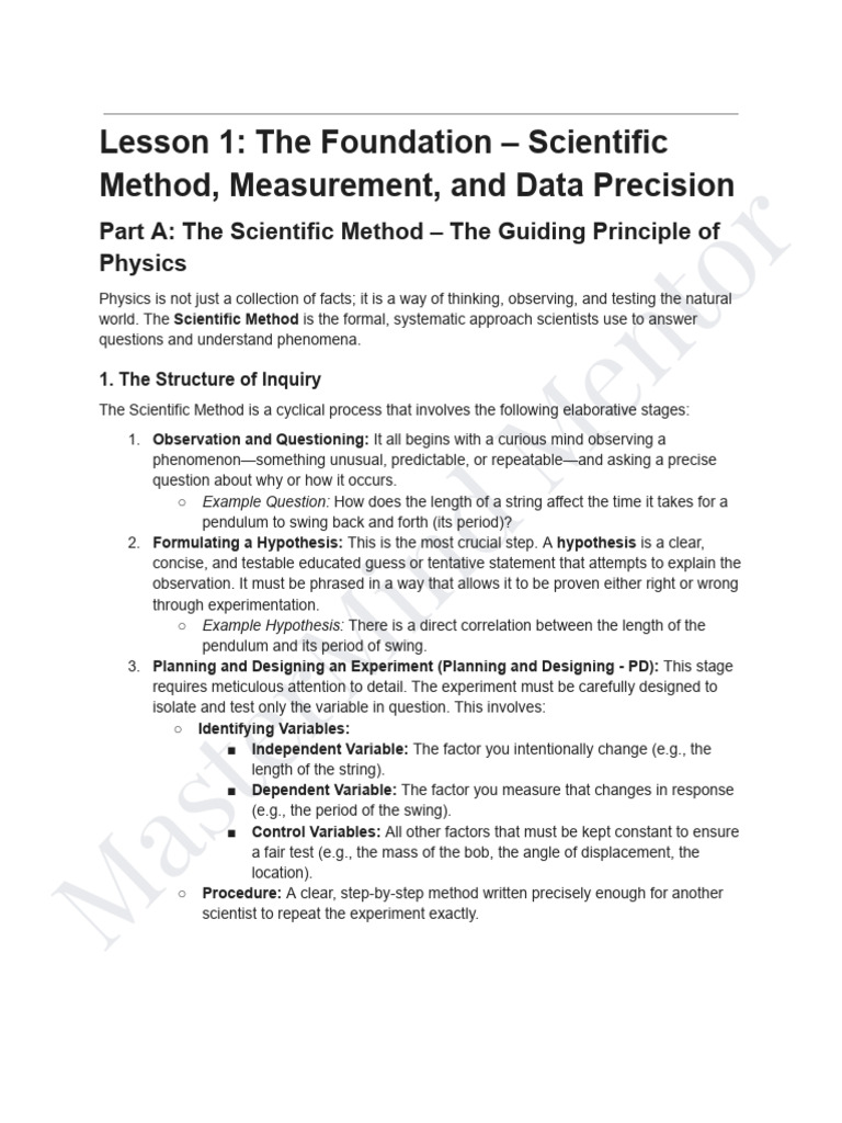 Lesson 1 - The Foundation - Scientific Method, Measurement, and Data ...