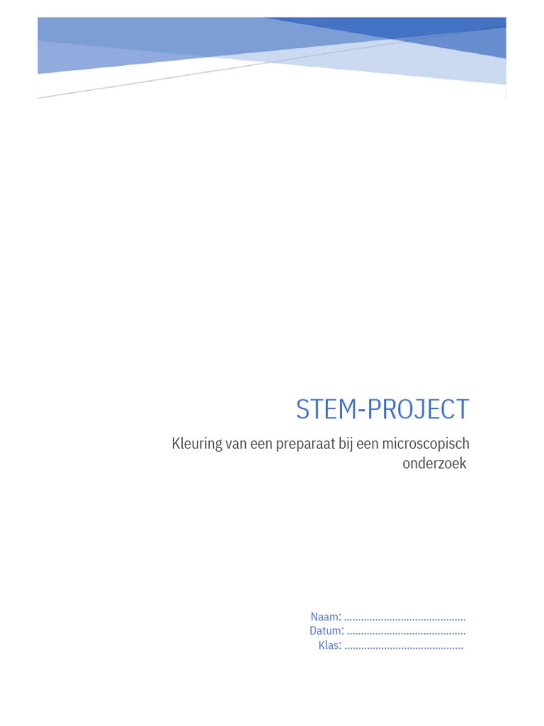 STEM-project - Kleuring Preparaat PDF | PDF