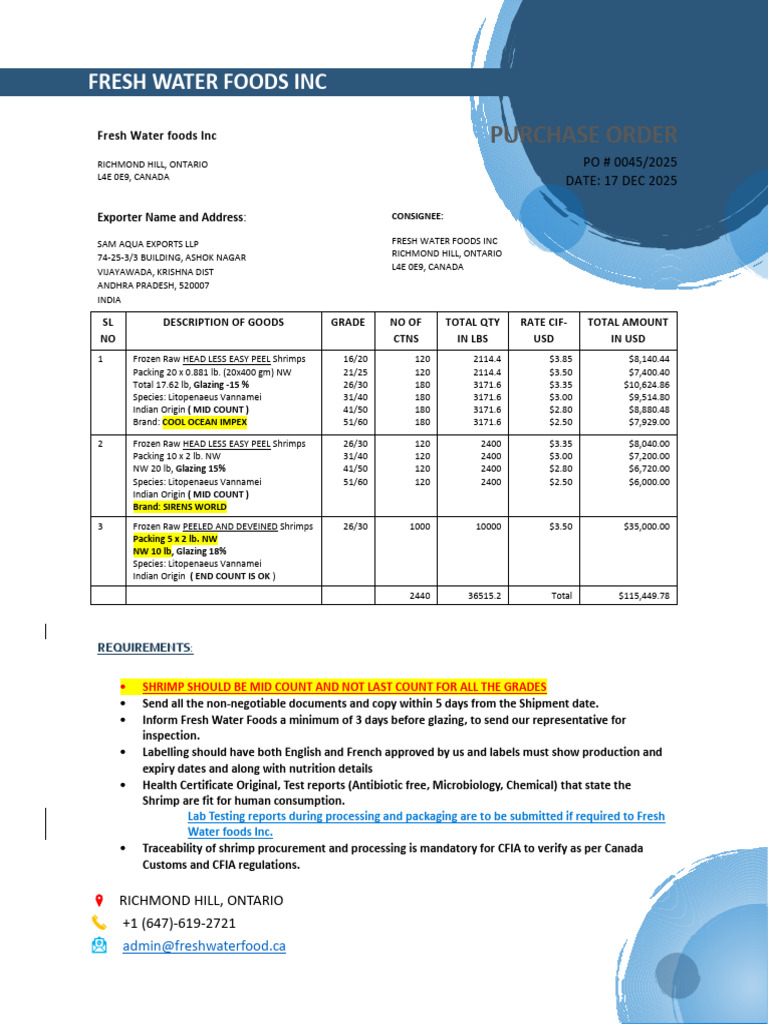 Revised Purchase Order Po#0045-2025 | PDF