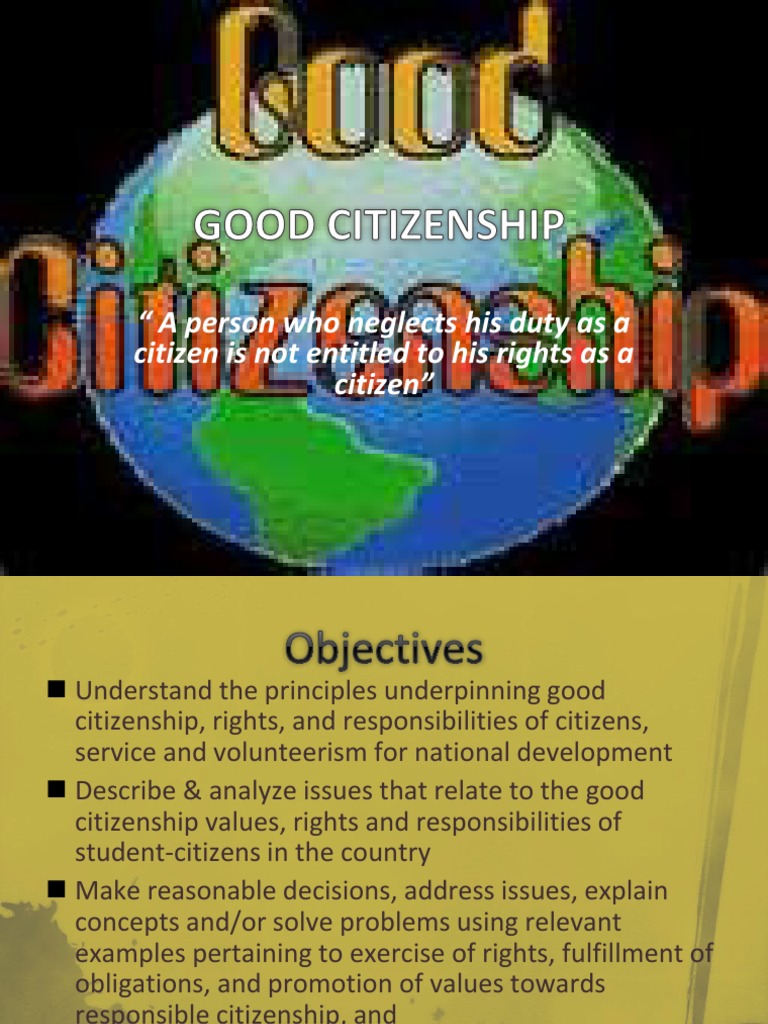 Principles of Good Citizenship Explained | PDF | Citizenship | Rights