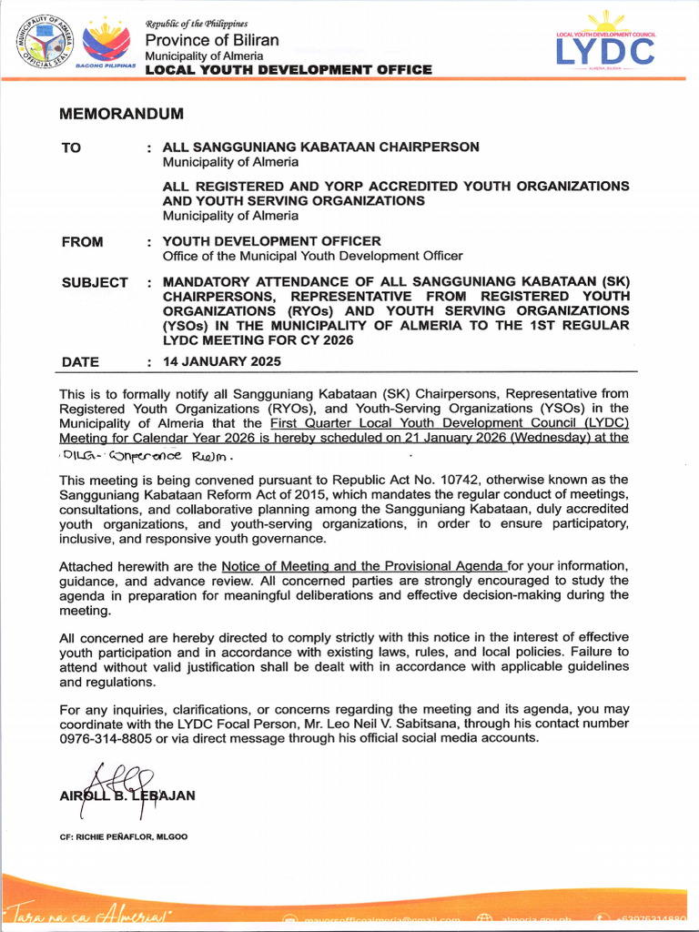 1st Quarter Lydc Meeting | PDF