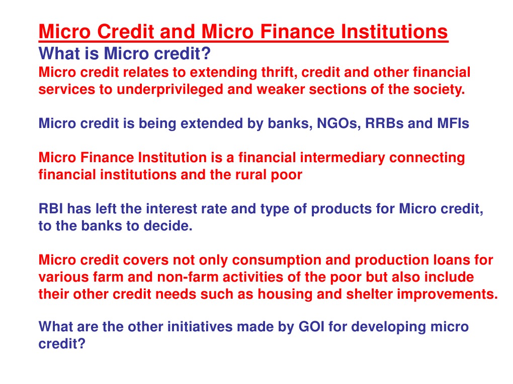 Micro Credit and Micro Finance Institutions | PDF | Microfinance ...