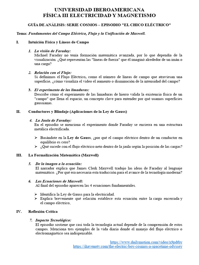 UNIDAD 1. Gu%C3%ADa de an%C3%A1lisis de Video | PDF | Electricidad | Flujo