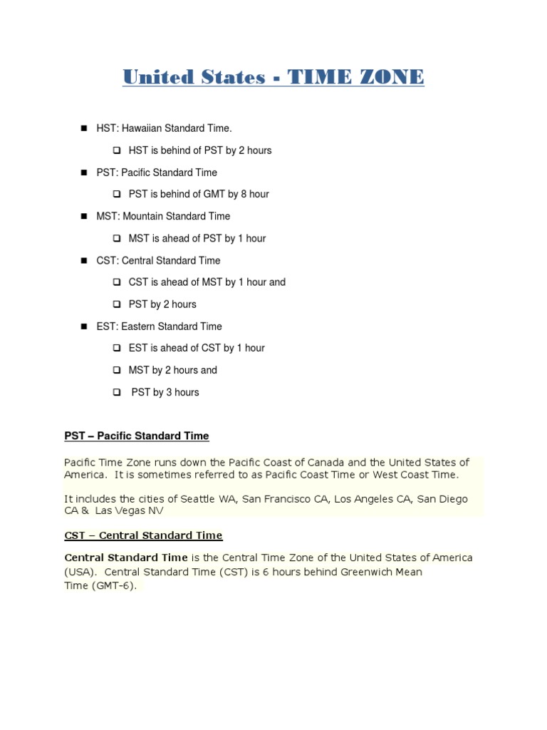 US - Time Zone | PDF | Greenwich Mean Time | Eastern Time Zone