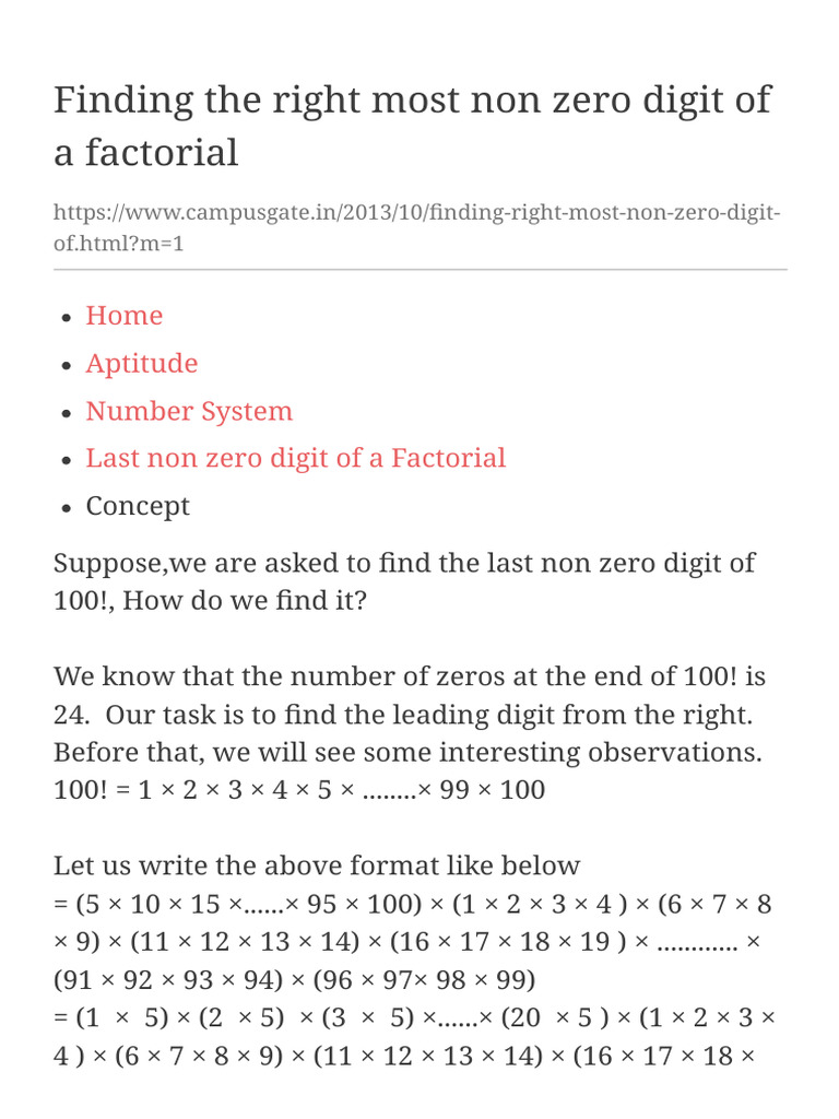 Finding The Right Most Non Zero Digit of A Factori+ - 1666883269592 ...