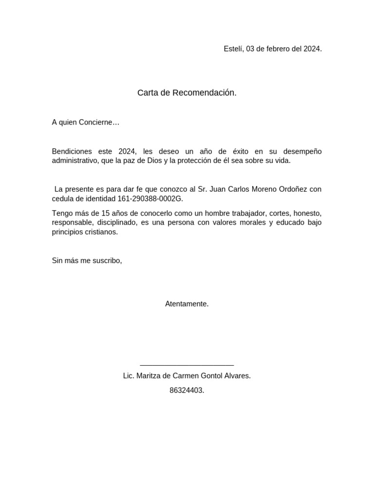 Carata de Recomendacion | PDF