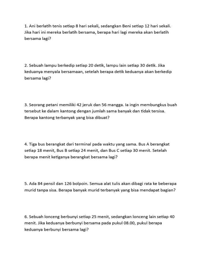 Latihan Soal FPB & KPK | PDF