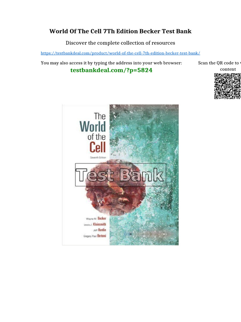 World of The Cell 7th Edition Becker Test Bank Kindle & PDF Formats ...
