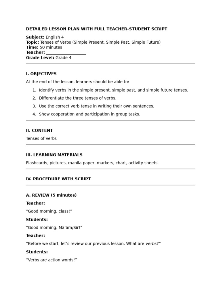 CO - Tenses of Verbs - English 4 | PDF | Grammatical Tense | Verb