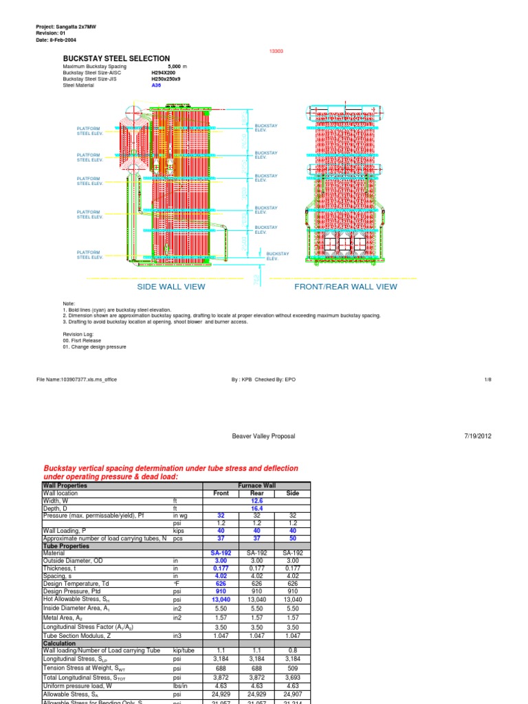 Calculation of Buckstay | PDF | Bending | Strength Of Materials