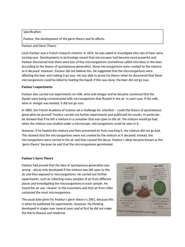 1) Pasteur and Germ Theory | PDF | Louis Pasteur | Public Health