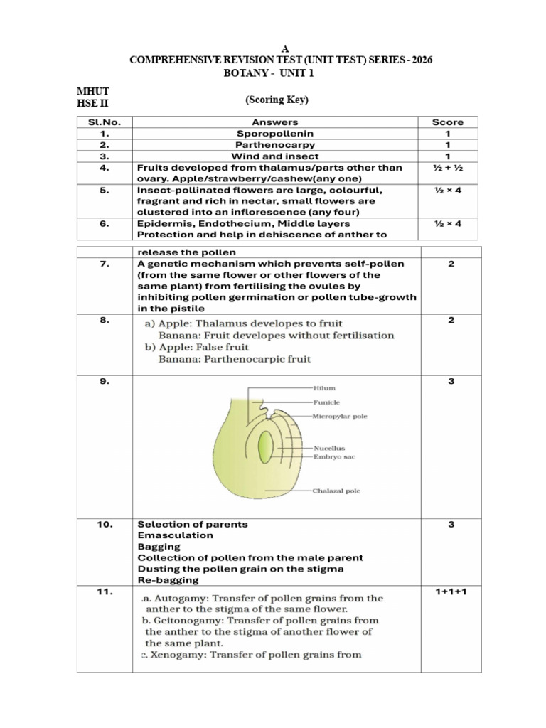 Plus Two Botany (KEY) Unit | PDF | Fruit | Flowers
