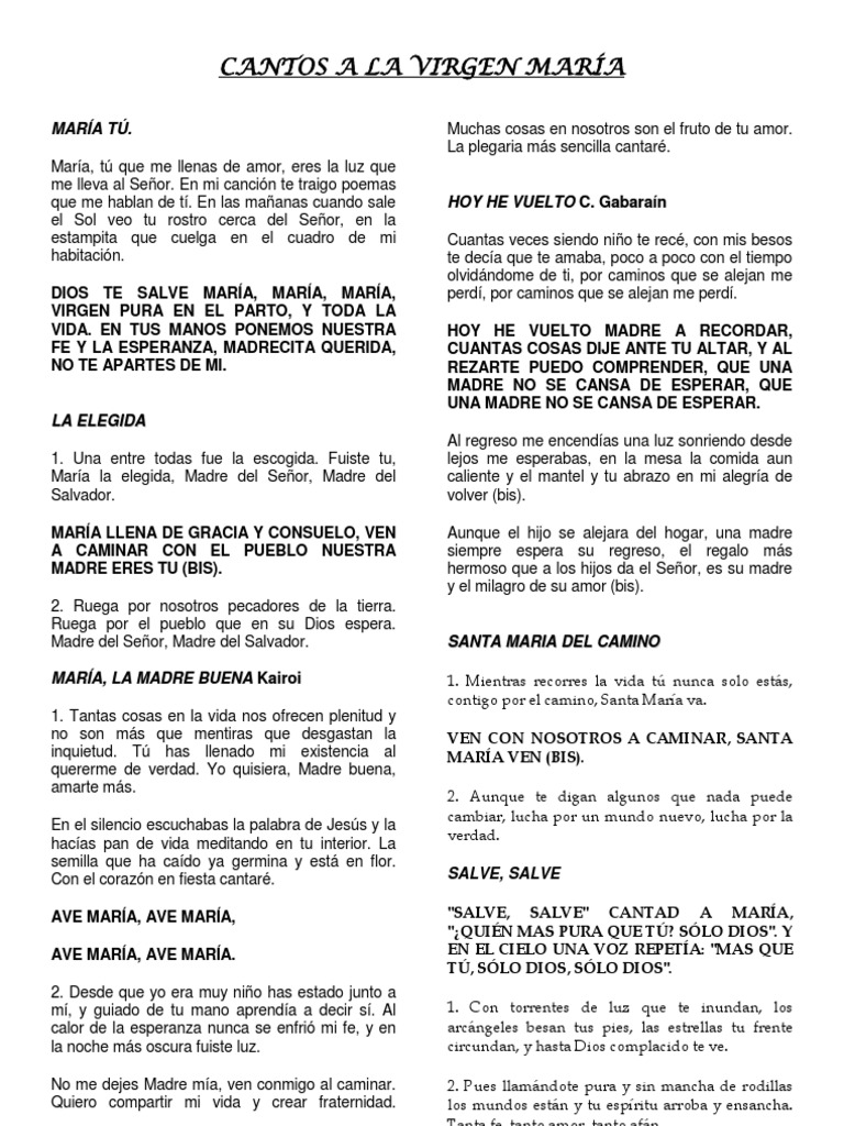 CANTOS A LA VIRGEN MARÍA
