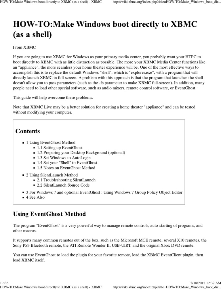 HOW-To - Make Windows Boot Directly To XBMC (As A Shell) - XBMC | PDF | Command Line Interface ...