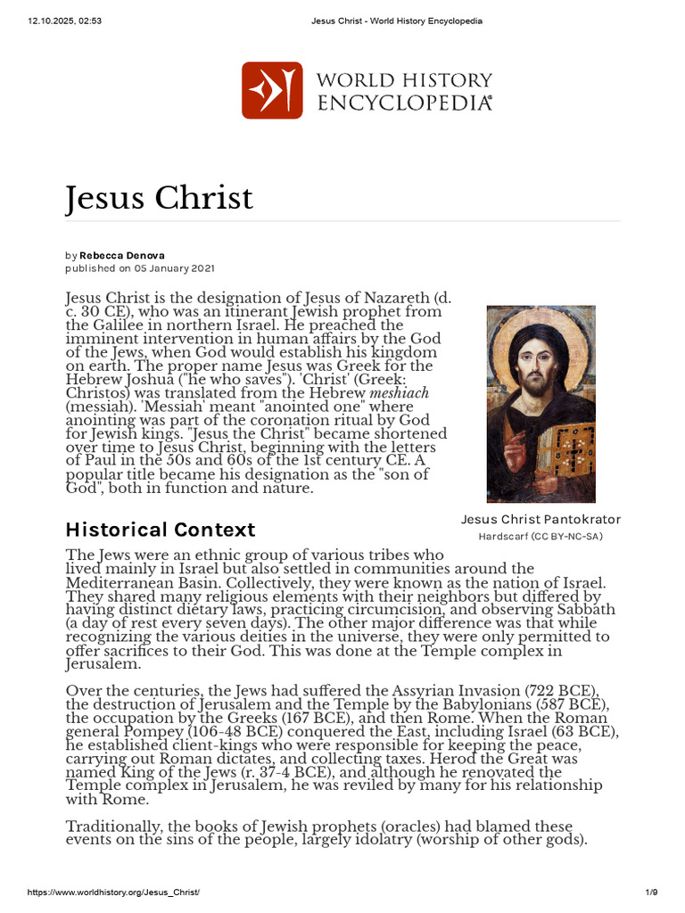 Jesus Christ - World History Encyclopedia | PDF | Jesus | Paul The Apostle