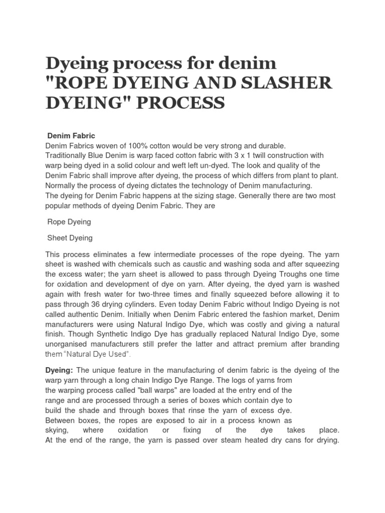 Denim Dyeing Process | Textiles | Dye