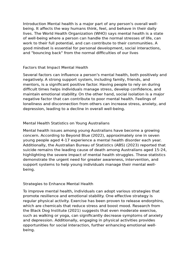 Introduction Mental Health | PDF | Mental Health | Mindfulness