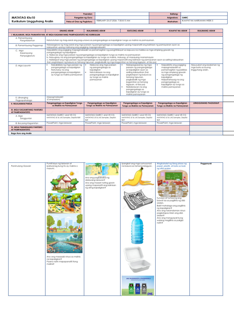 W5 Q4 GMRC1 Matatag DLL | PDF