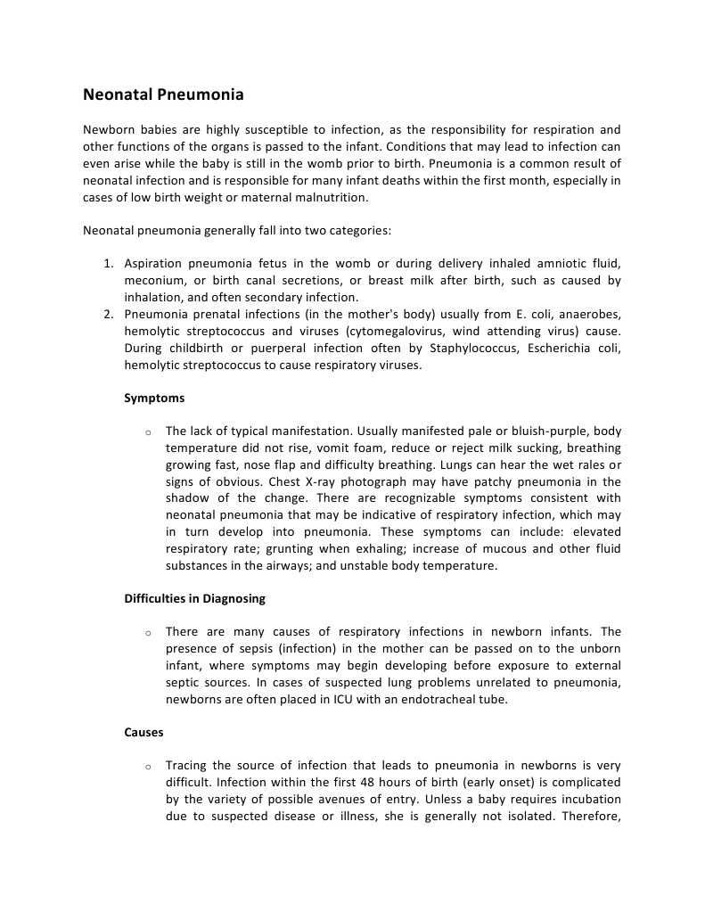 Neonatal Pneumonia | Pneumonia | Infants