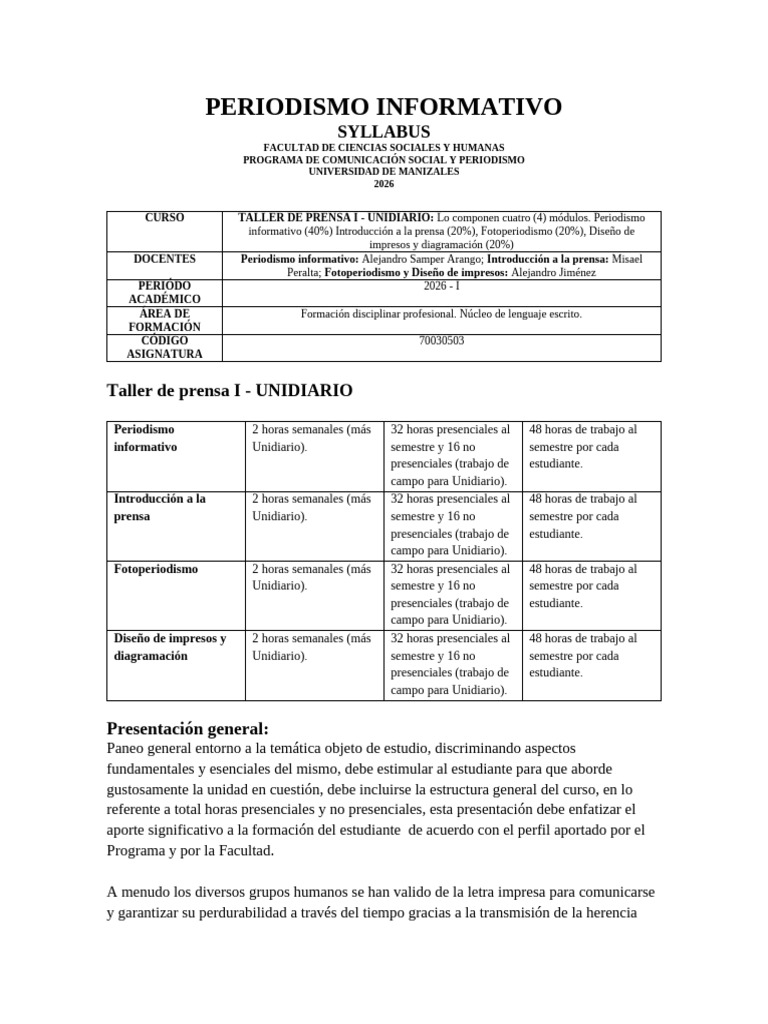 Syllabus 2026 - i | PDF | Infografia | Comunicación