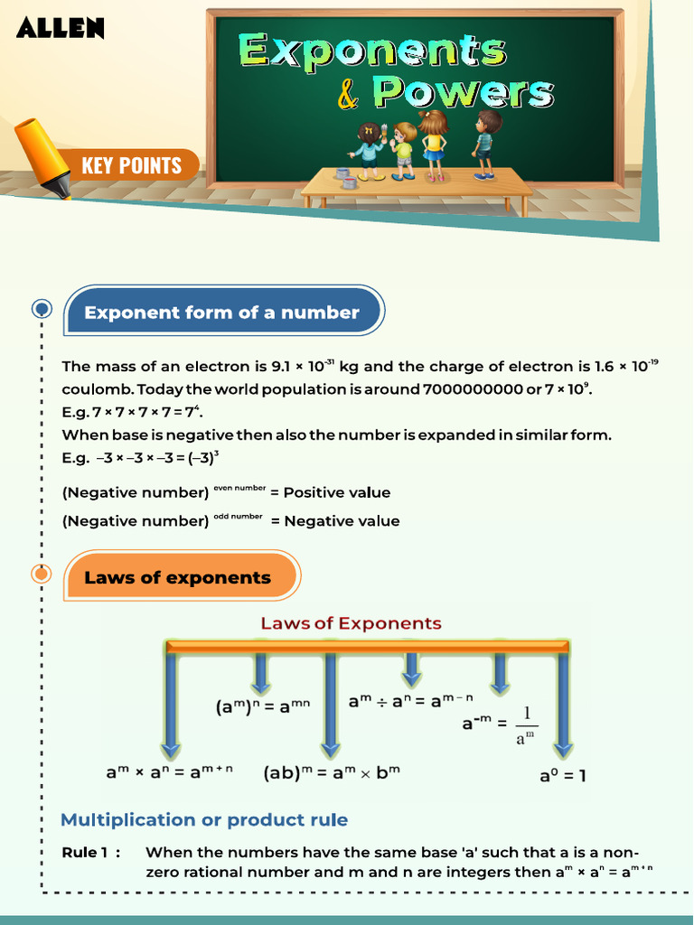 Exponents and Powers - Key Points | PDF