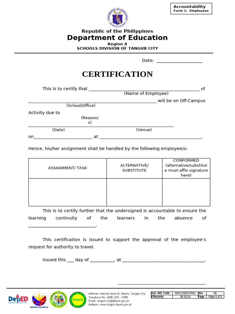 Accountability Form 1 Employees | PDF | Government