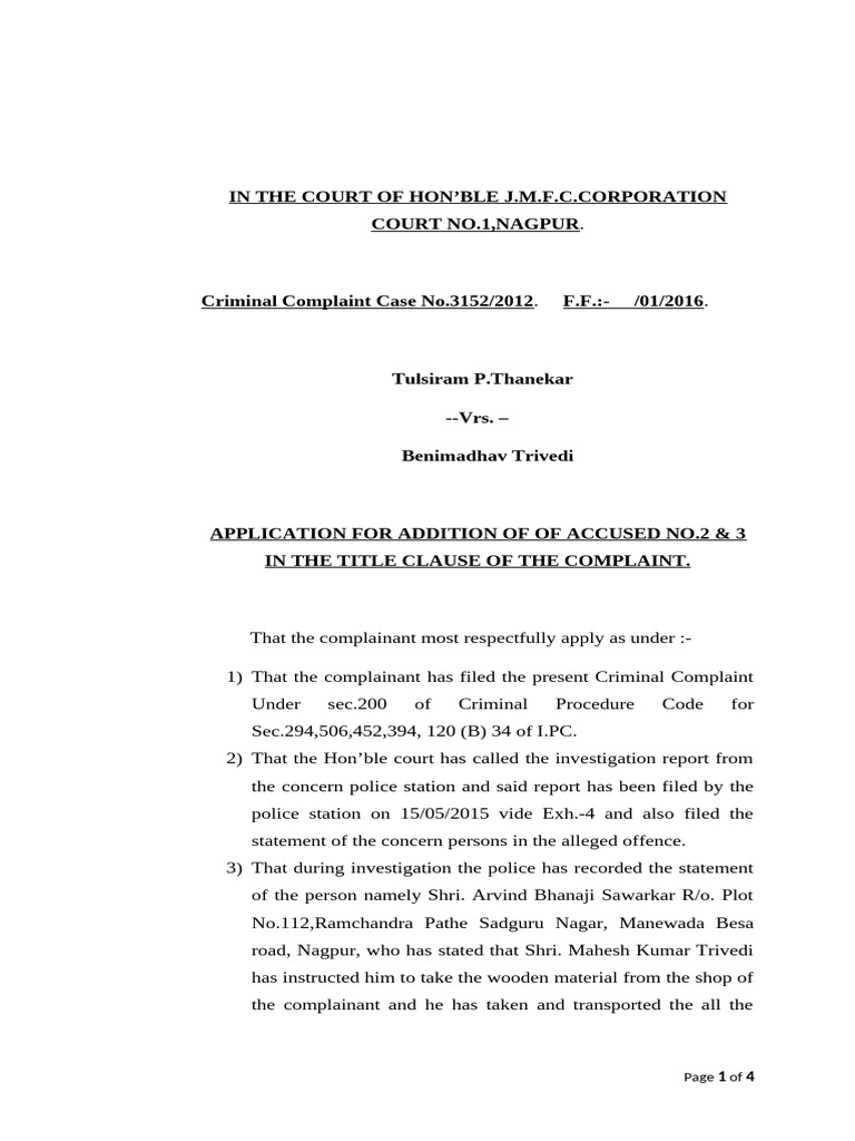 Addition of Accused Thanekar | PDF | Public Law | Justice