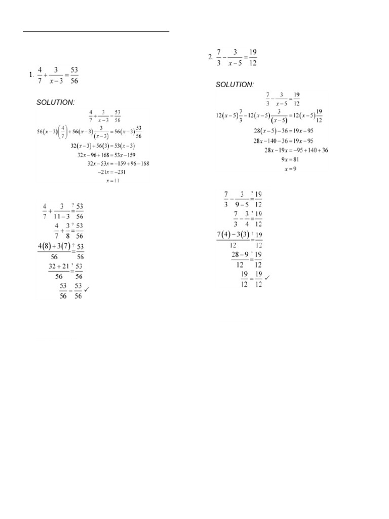 Rational Equations and Inequalities Additional Resources | PDF ...