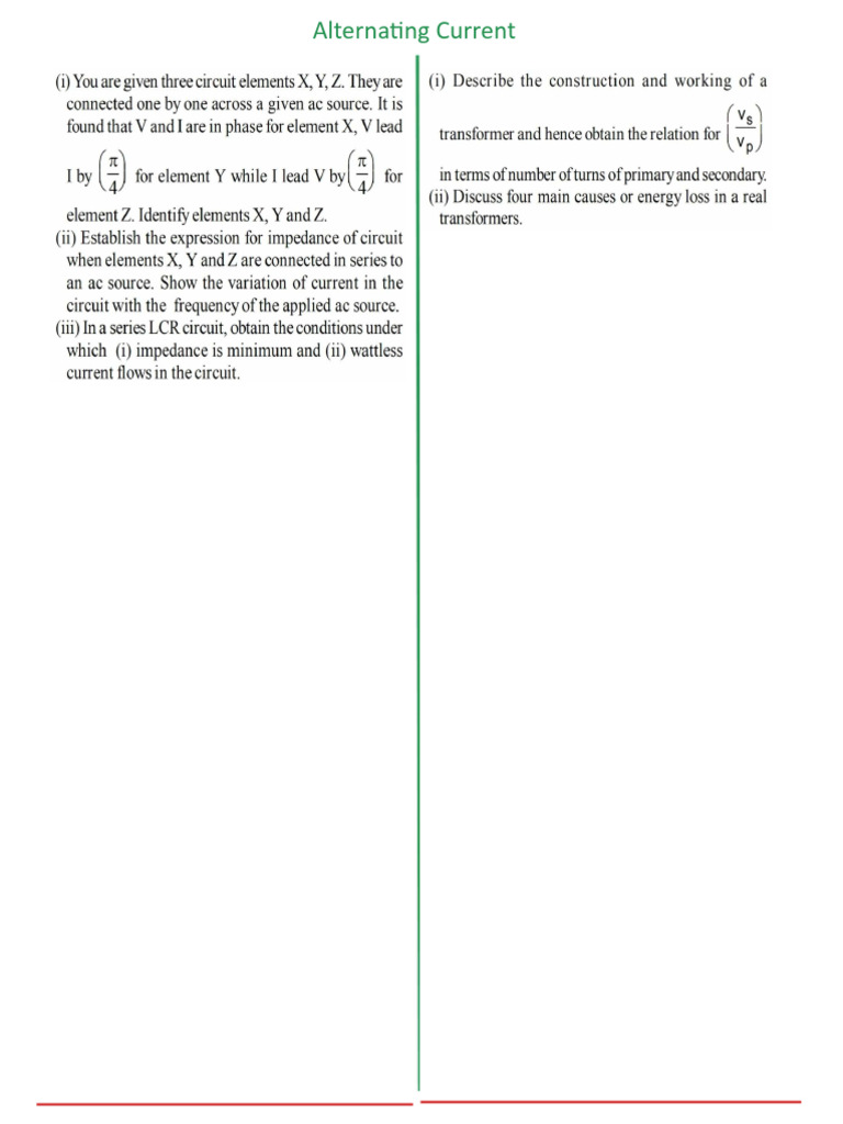 Practice Alternating Current | PDF