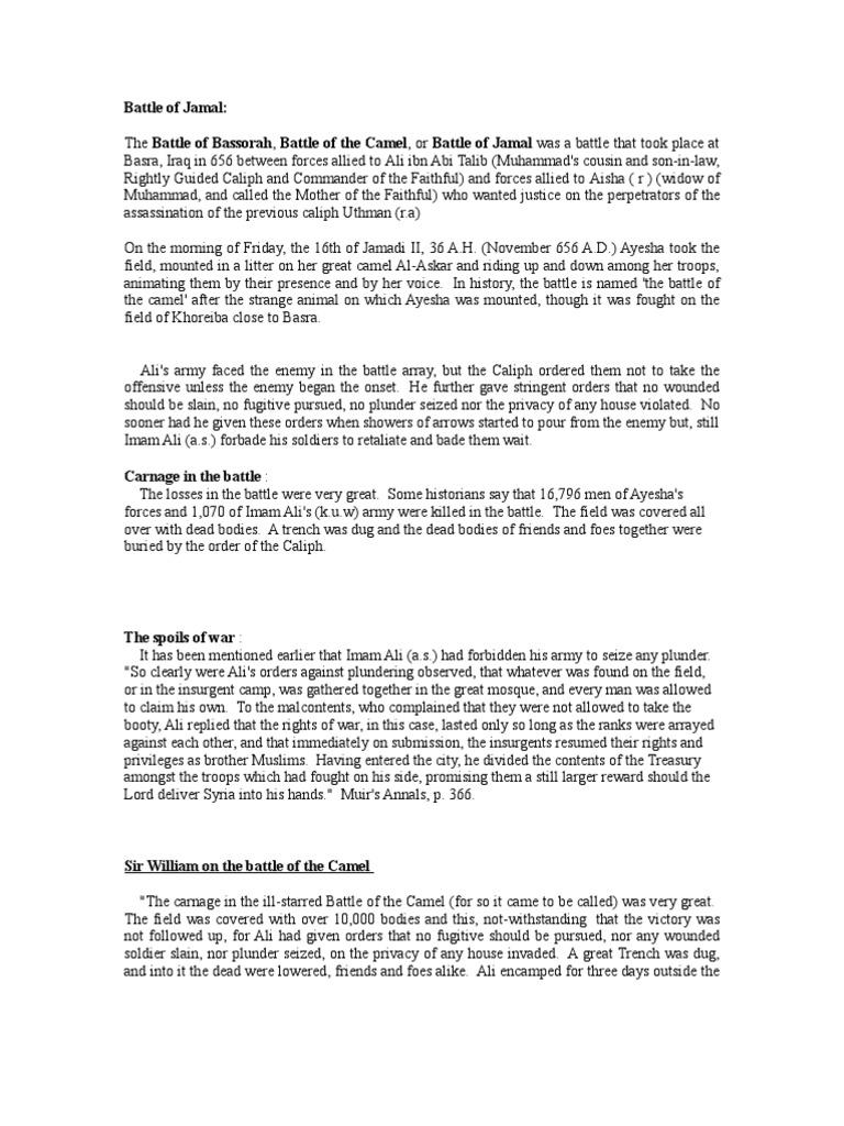Battle of Jamal | PDF | Middle East | Islamic Branches