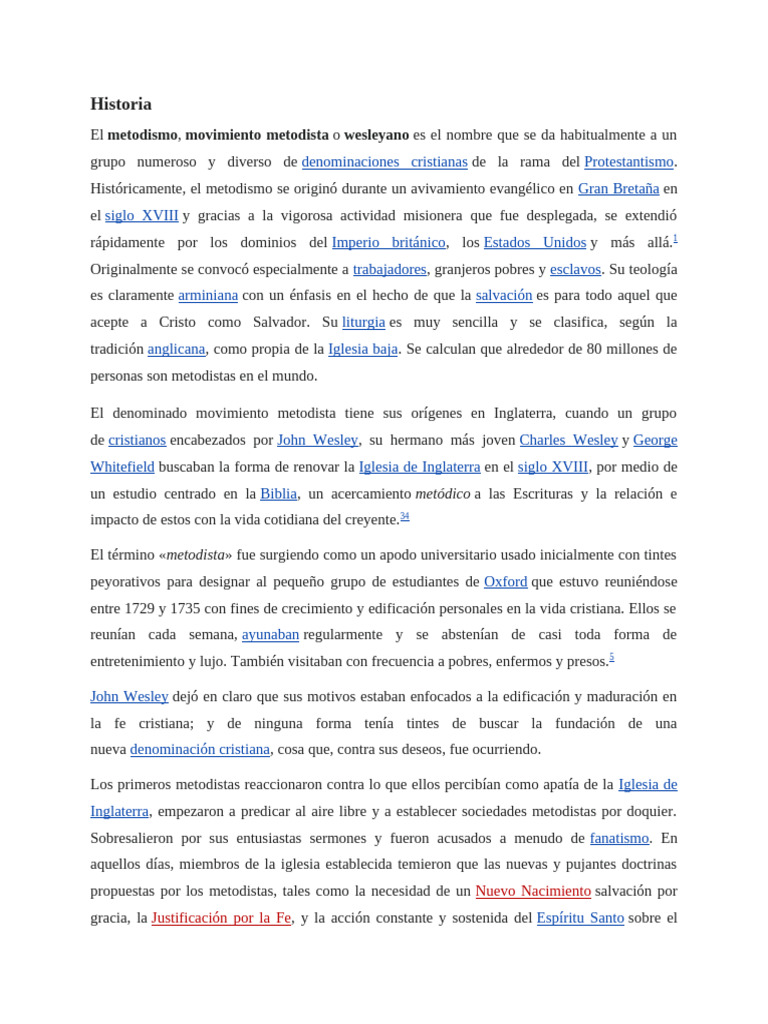 Historia Metodismo | PDF | metodismo | Cristo (título)