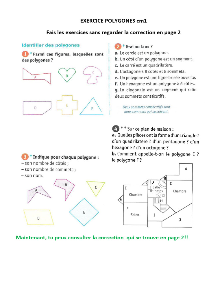 Exercice Polygones Cm1 | PDF