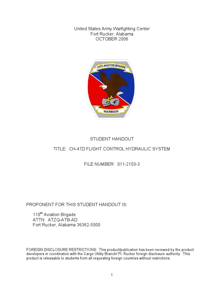 Chinook Flight Control Hydraulics | PDF | Pump | Switch