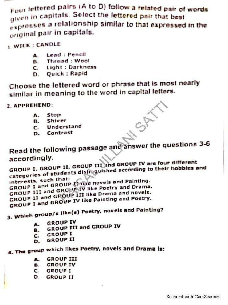 Sub Inspector Mod Past Paper | PDF