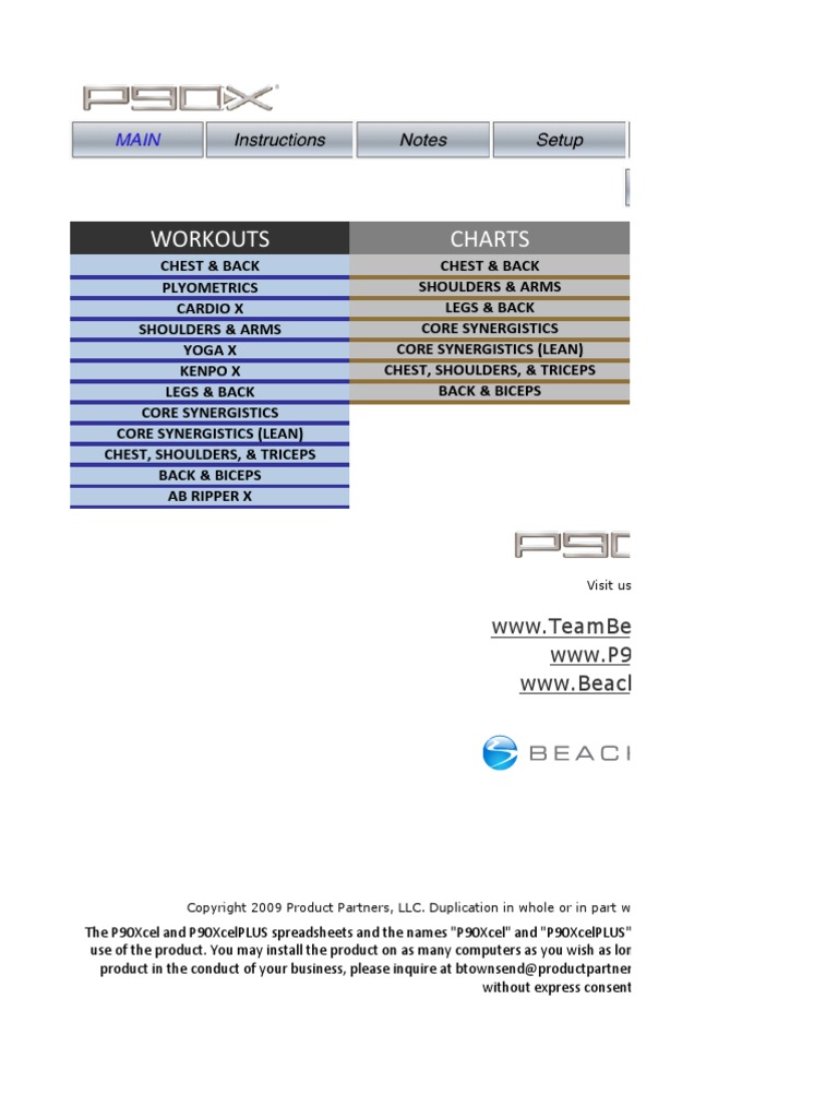 P90X Workout Sheets | PDF | Body Mass Index | Heart Rate