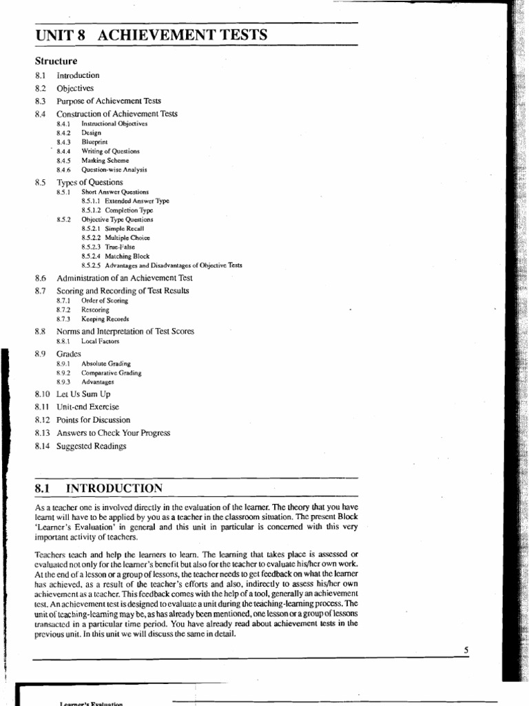 Achievement Test | PDF | Question | Test (Assessment)