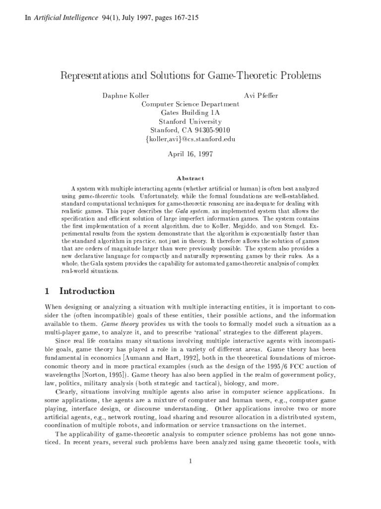 Koller+Pfeffer Game Theory | PDF | Orthography | Latin Script