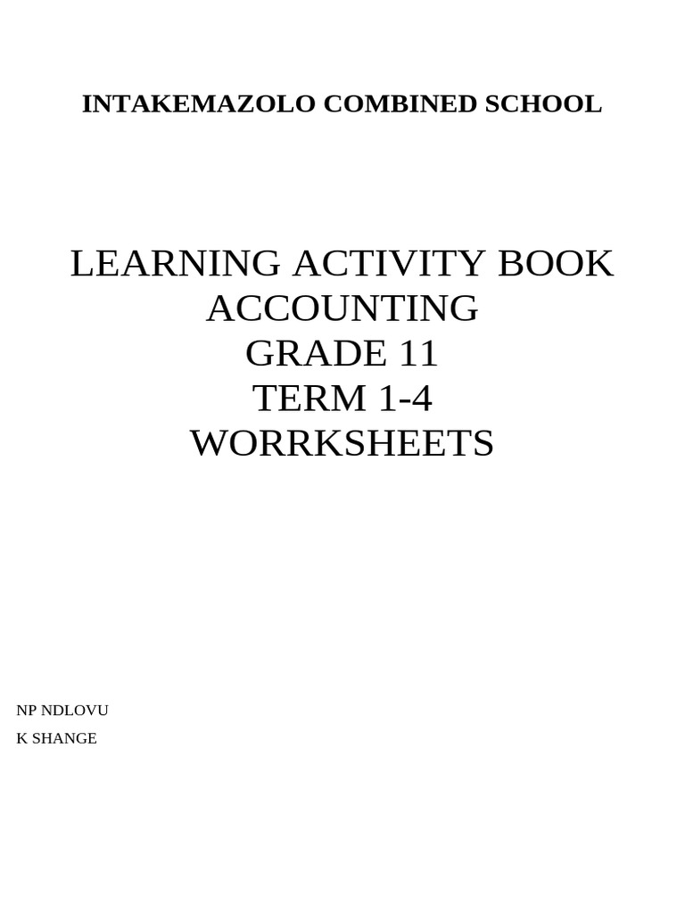 Accounting Grade 11 Relab Activities - Worksheets | PDF | Book Value ...