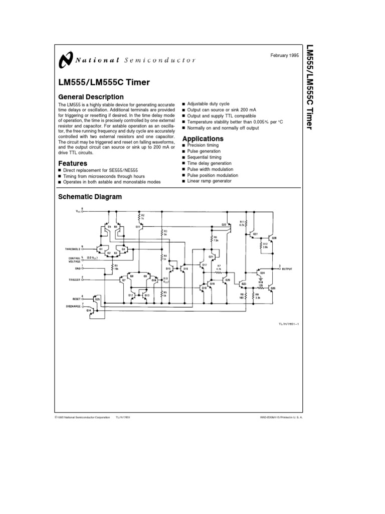 LM555 Timer Datasheet Overview | PDF