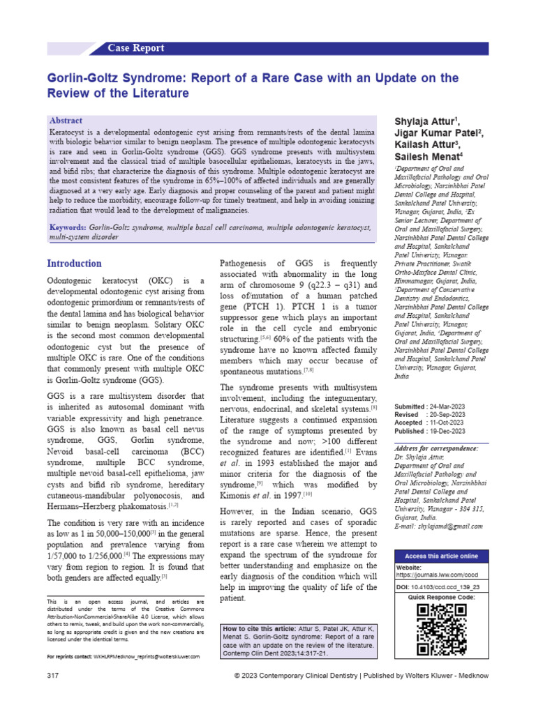 Síndrome de Gorlin Goltz | PDF | Medical Specialties | Diseases And ...