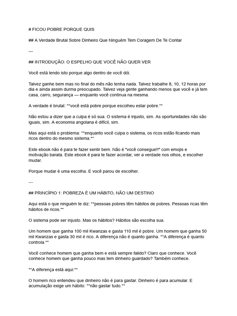 # Ficou Pobre Porque Quis | PDF | Dinheiro | Pobreza