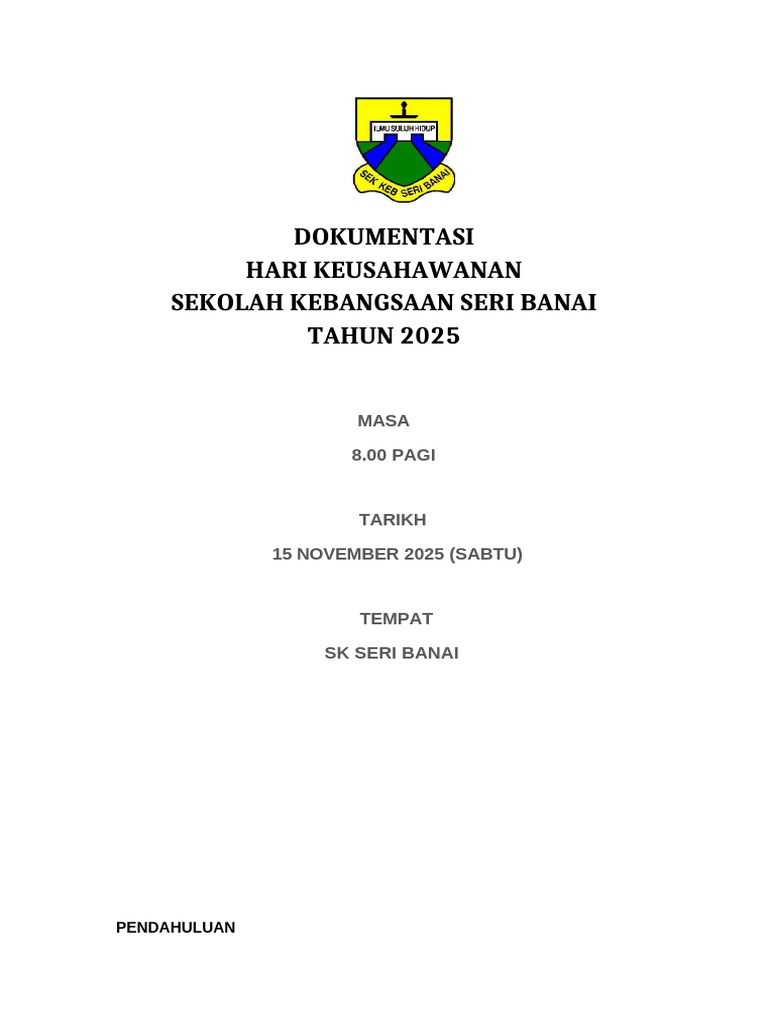 Dokumentasi Hari Keusahawanan SK Seri Banai 2025 | PDF