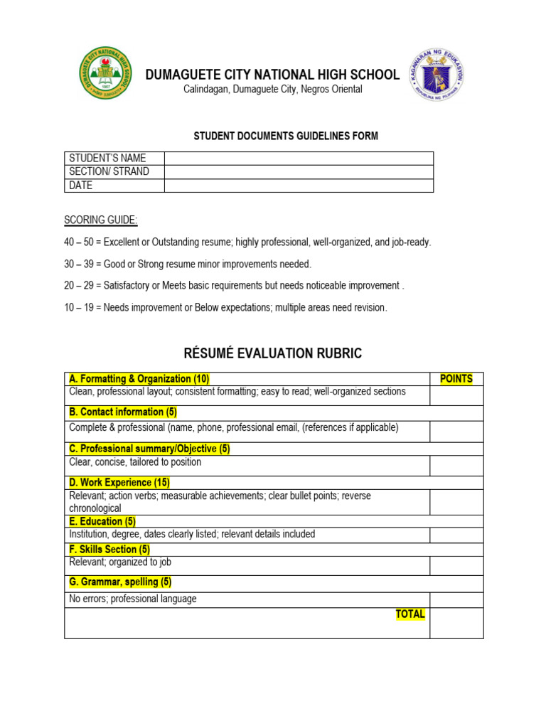 Rubrics For Job Interview | PDF | Résumé | Human Communication