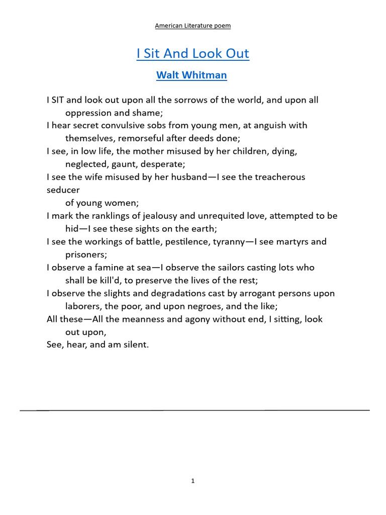 American Literature Poem | PDF | American Poetry