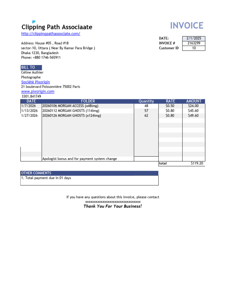 Céline Authier Invoice 1-02-2026 | PDF