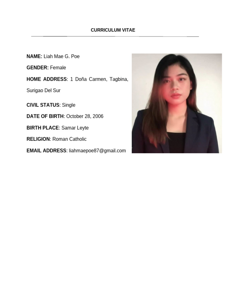 Curriculum Vitae Format | PDF