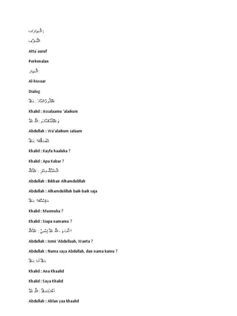 Dialog Bahasa Arab Tata | PDF