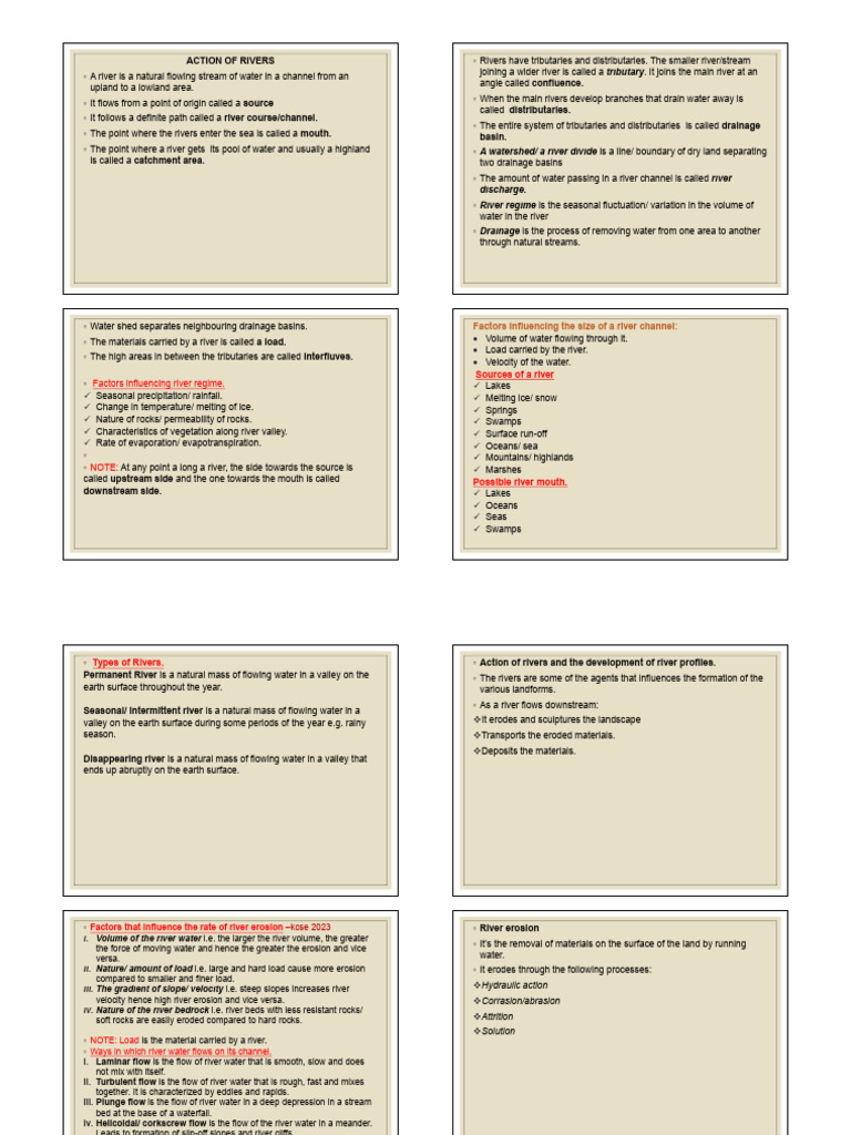 RIVERS Notes - Form 3 - Geography (4 Files Merged) | PDF | River Delta ...